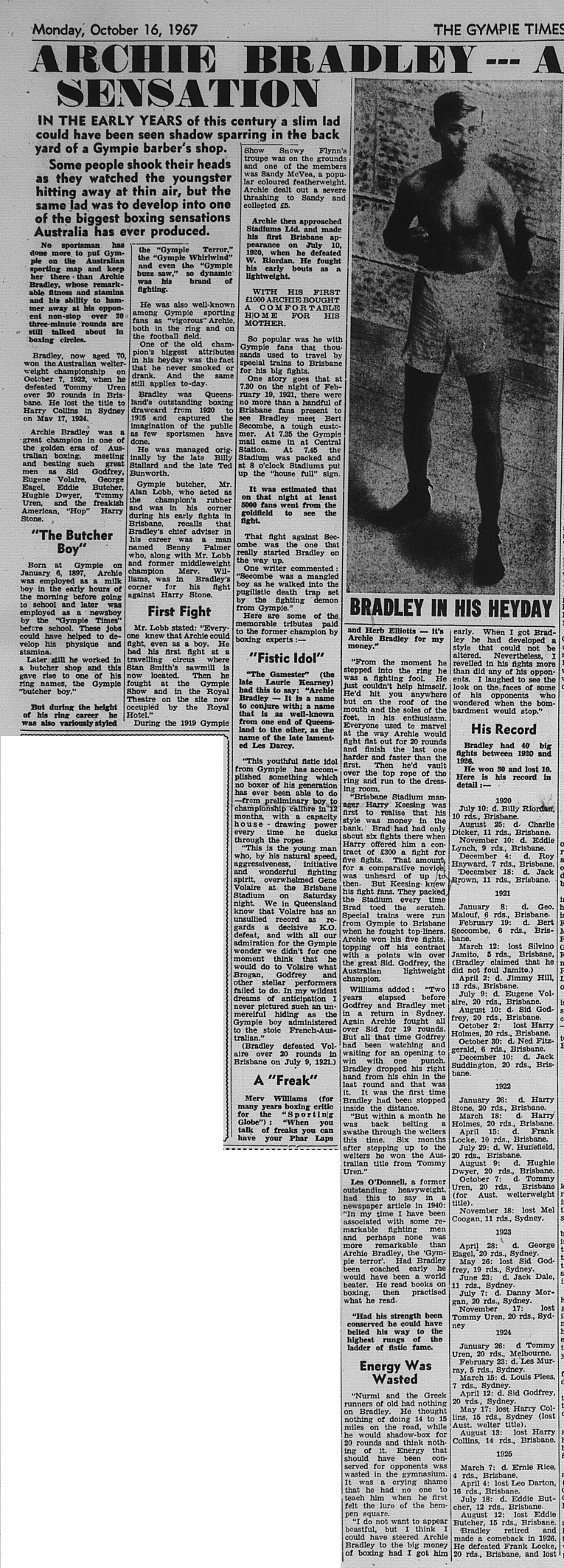 Gympie’s Famous Boxing Champion – Gympie Regional Memories