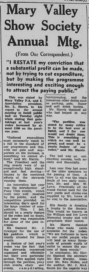 Imbil Show and Rodeo 1966 – Gympie Regional Memories